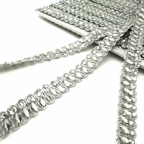SILVER RHINESTONE WOVEN TRIM - sarahi.NYC – Sarahi.NYC